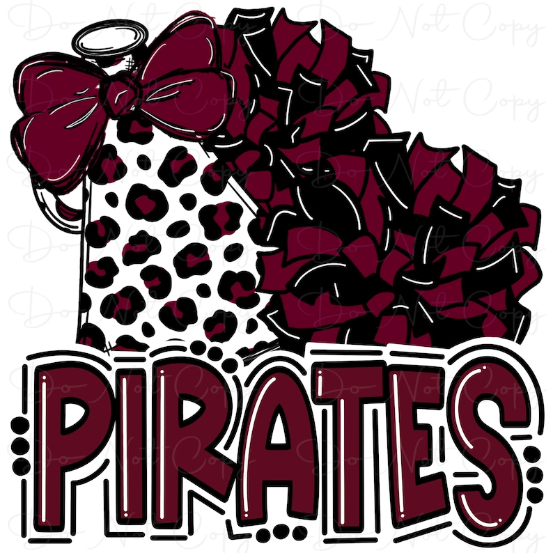 PIRATES - Cheer Pompoms Megaphone Mascot - Doodle Letters - Sublimation ...