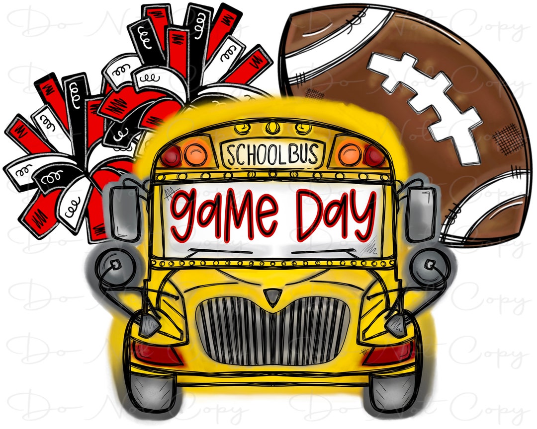 Game Day - School Bus -cheer Pompoms - Football - Sublimation PNG ...