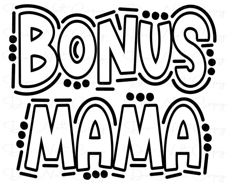 Bonus Mama - Doodle Word Transparent Background - Sublimation PNG and ...
