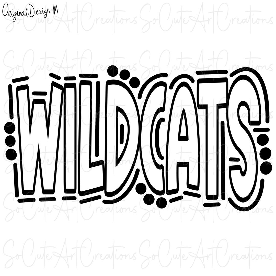 WILDCATS- Doodle Word Outline - Sublimation PNG and SVG - Digital ...