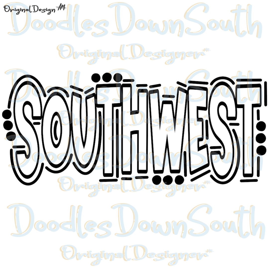 SOUTHWEST - Doodle Word Outline - Sublimation PNG and SVG - Digital ...