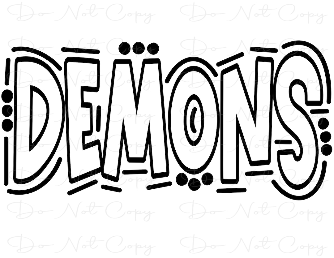 DEMONS - Doodle Letters - Transparent - Sublimation PNG SVG - Digital ...