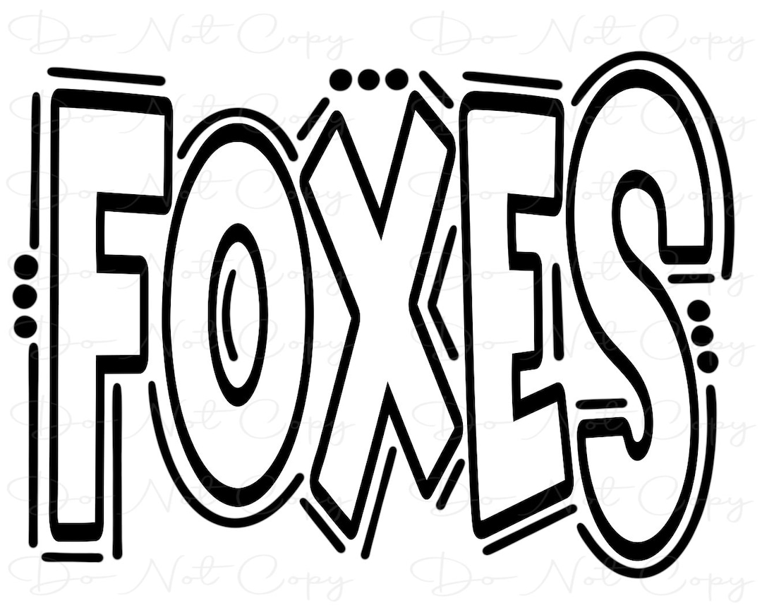 FOXES - Doodle Letters Transparent Background - Sublimation PNG and SVG ...