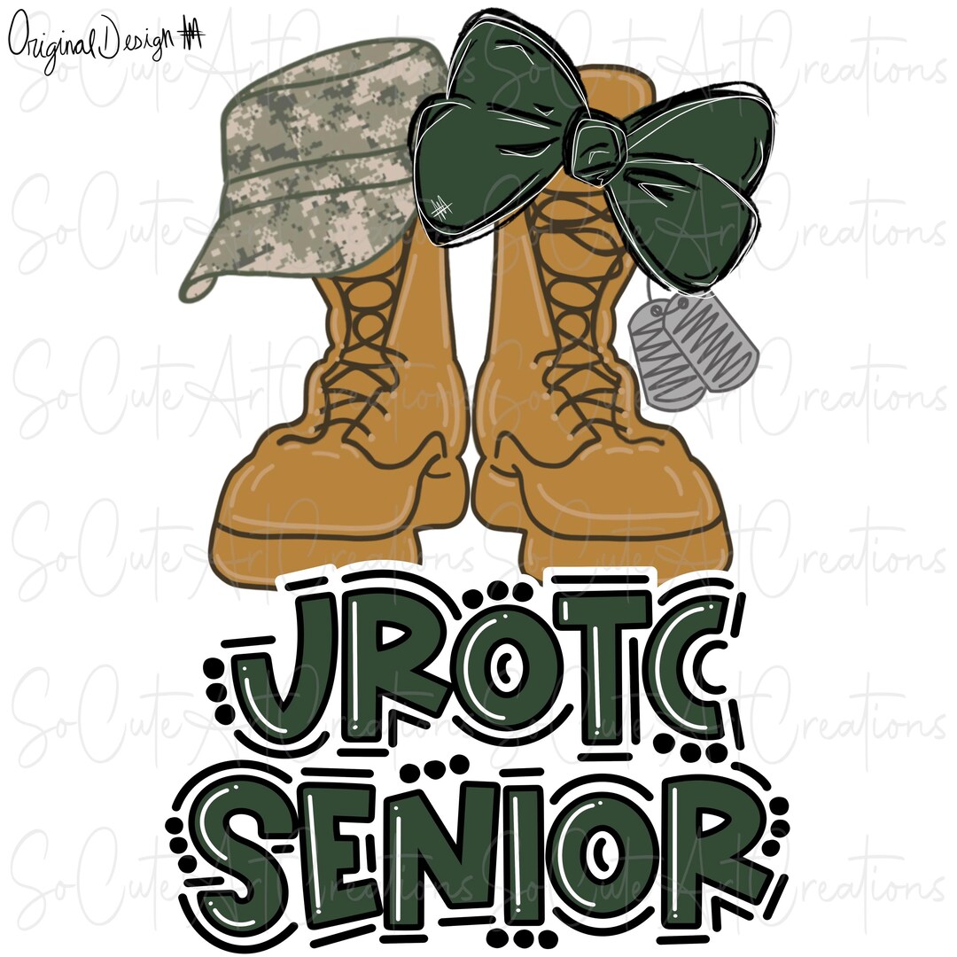 Military JROTC Senior - Boots With Bow - Dog Tags - DTF Sublimation PNG ...