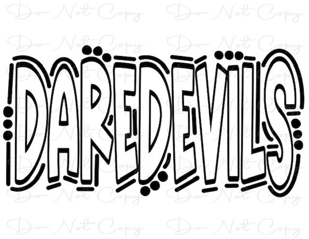 DAREDEVILS - Doodle Letters Transparent Background - Sublimation PNG ...