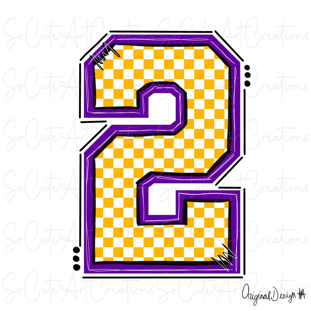 2 - Varsity Number - Checker - DTF Sublimation PNG - Digital Artwork ...
