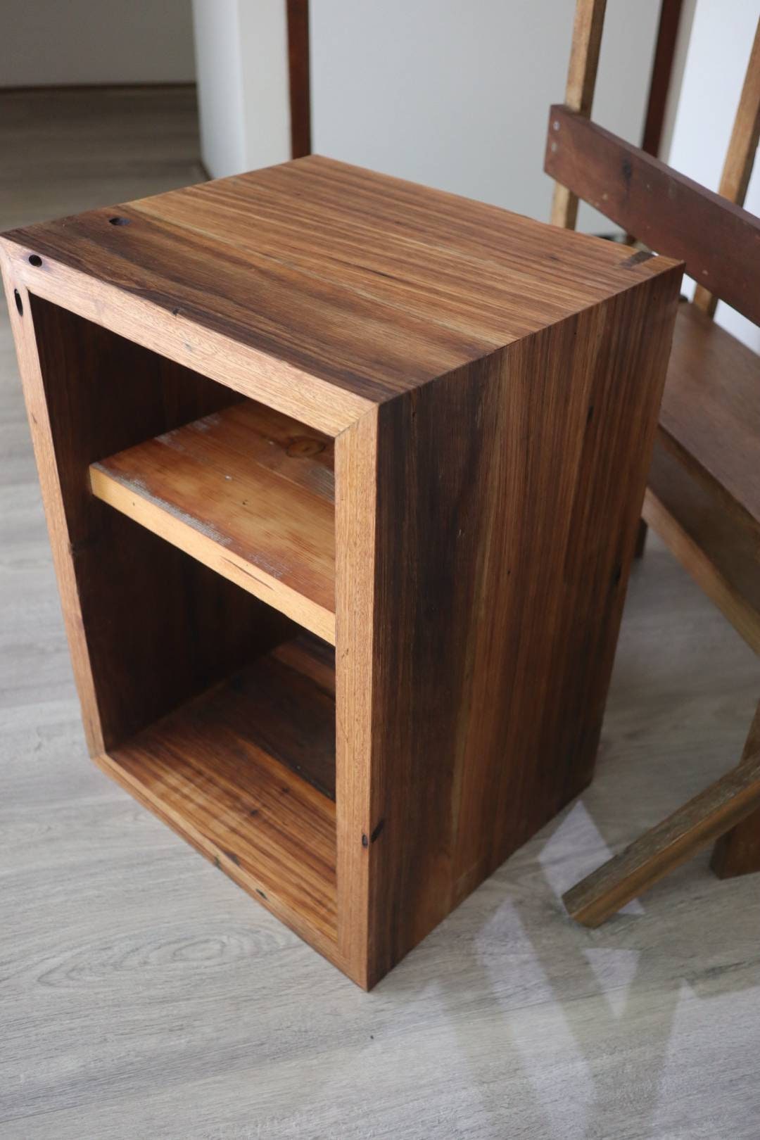 Waterfall messmate bedside table — Ironash Woodworks