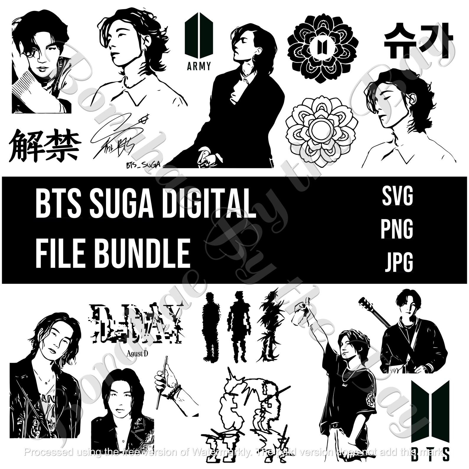 Suga Min Yoongi Agust D From BTS - Dday Digital Bundle Svg Jpg Png ...