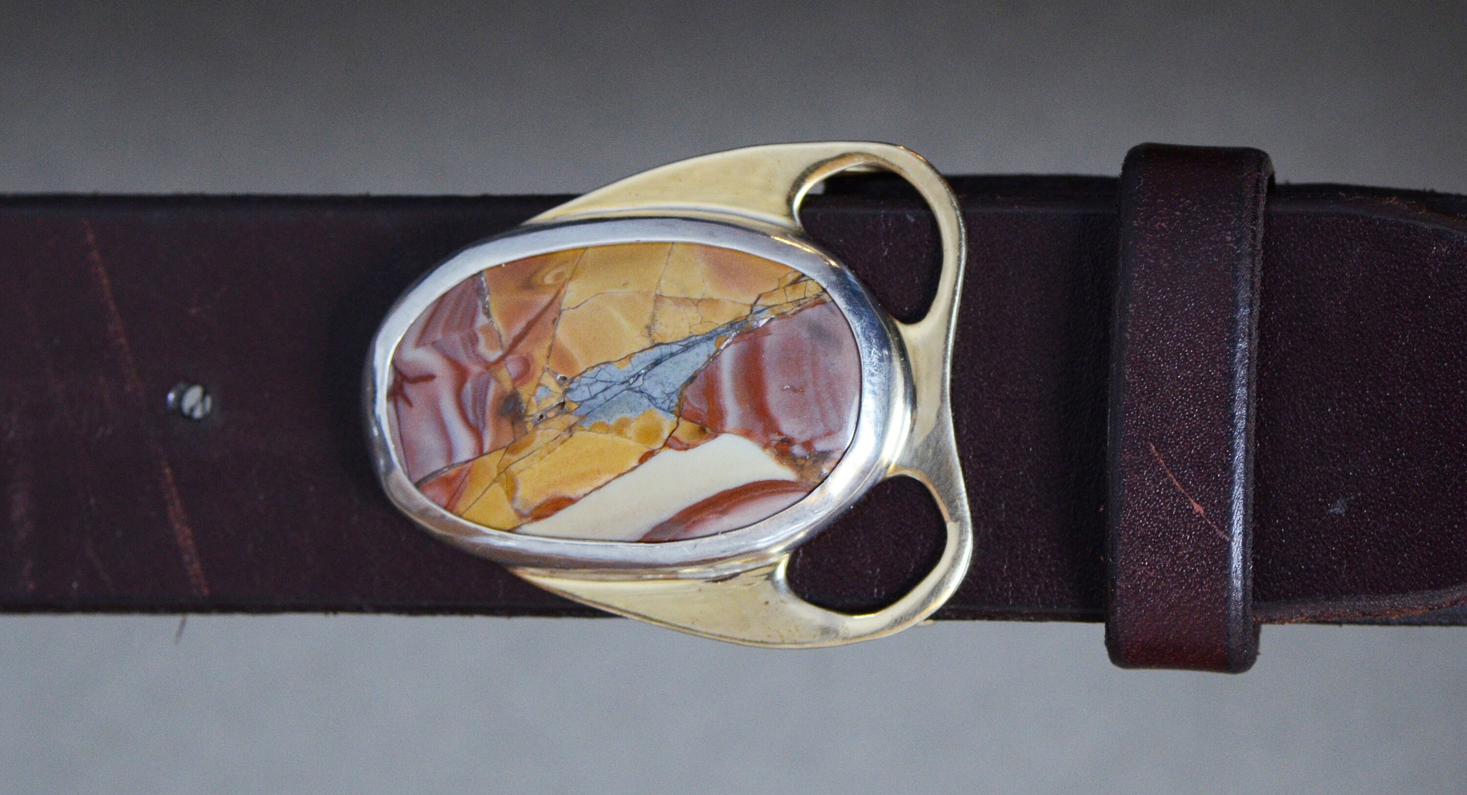 Bronze Belt Buckle Featuring a Colorful Mescalero Jasper Cabochon - Etsy