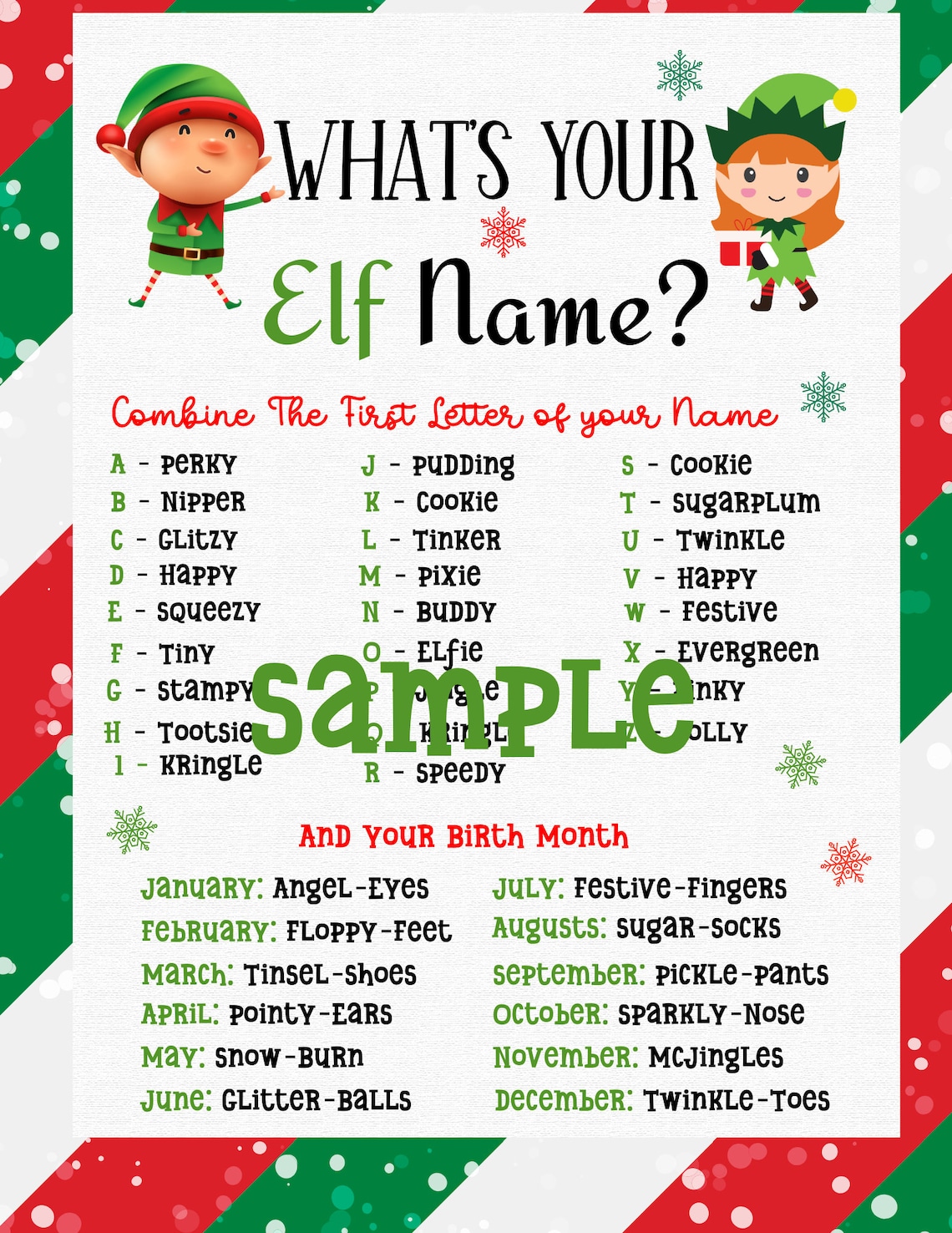 What's Your Elf Name, Printable Elf Name Generator, Sassy Name Game ...