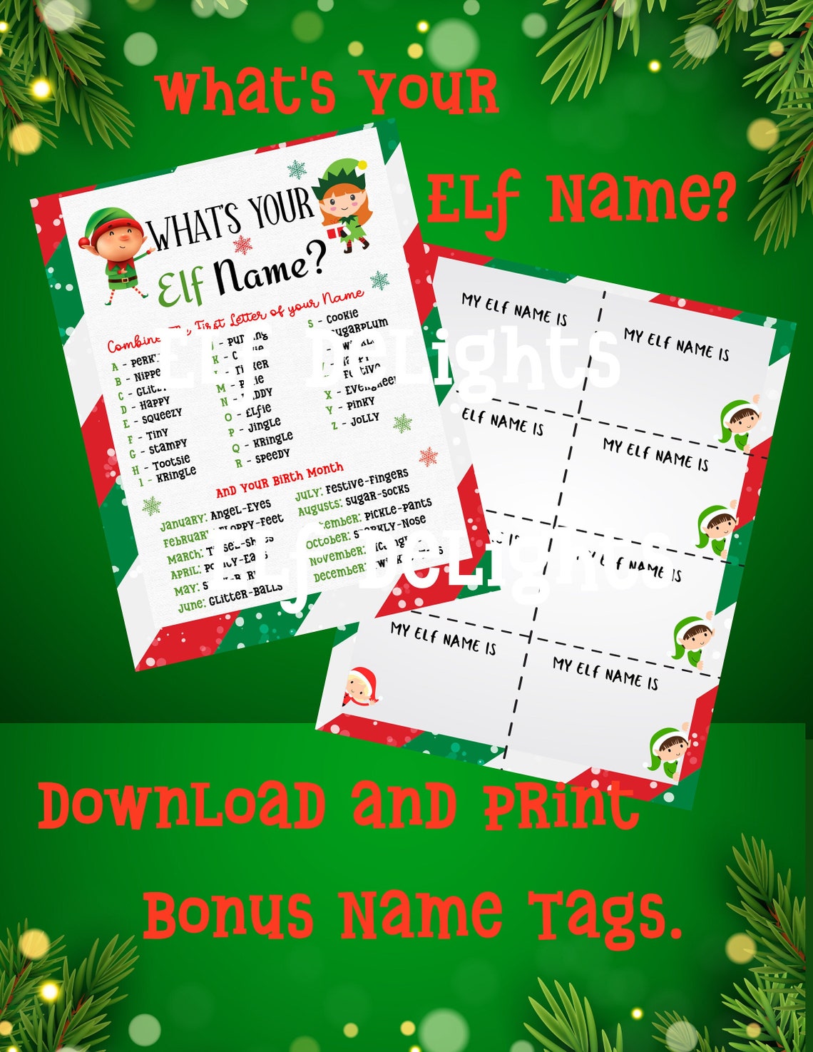 What's Your Elf Name, Printable Elf Name Generator, Sassy Name Game ...