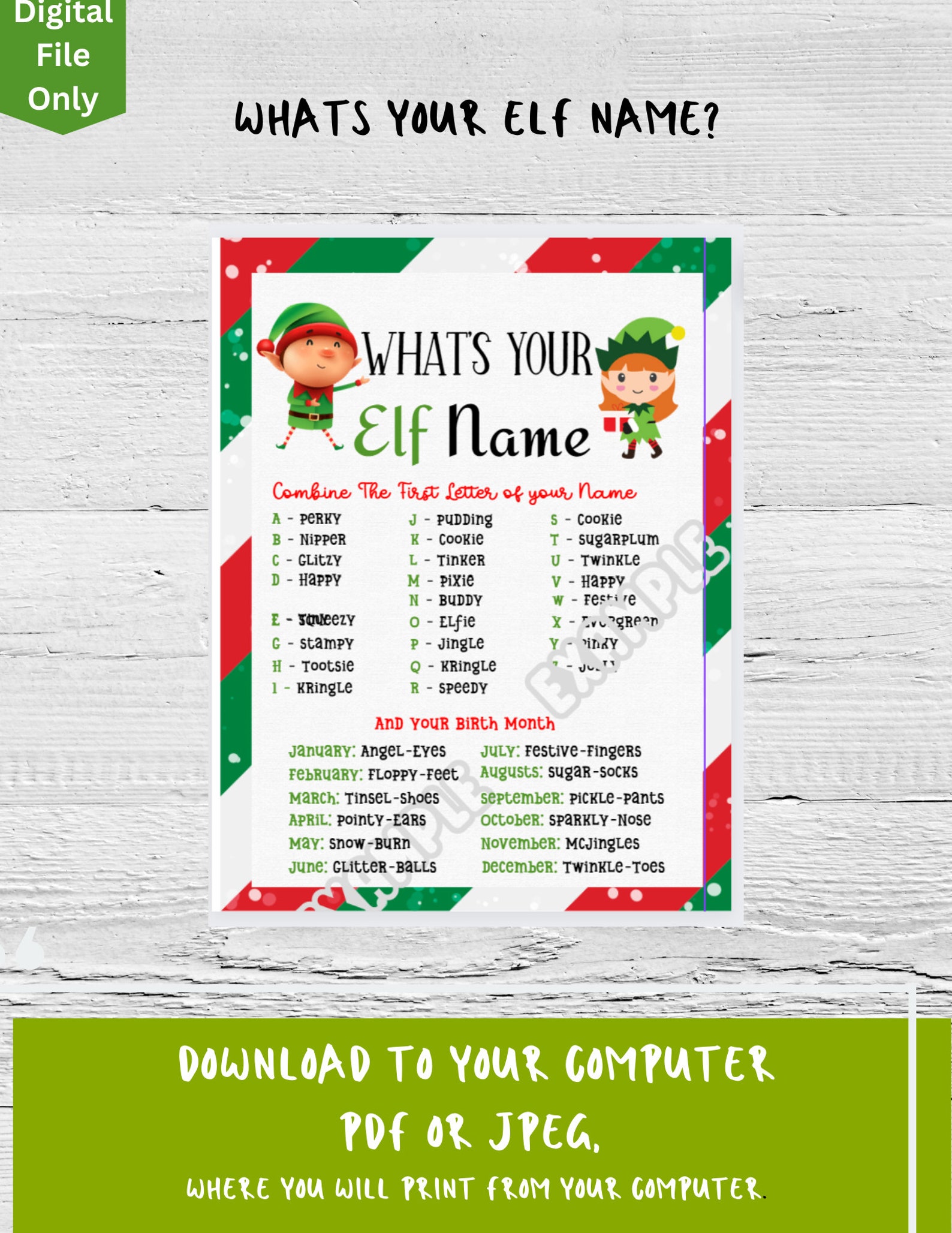 What's Your Elf Name Printable Elf Name Generator Sassy - Etsy
