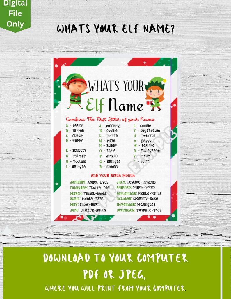 What's Your Elf Name Printable Elf Name Generator Sassy - Etsy