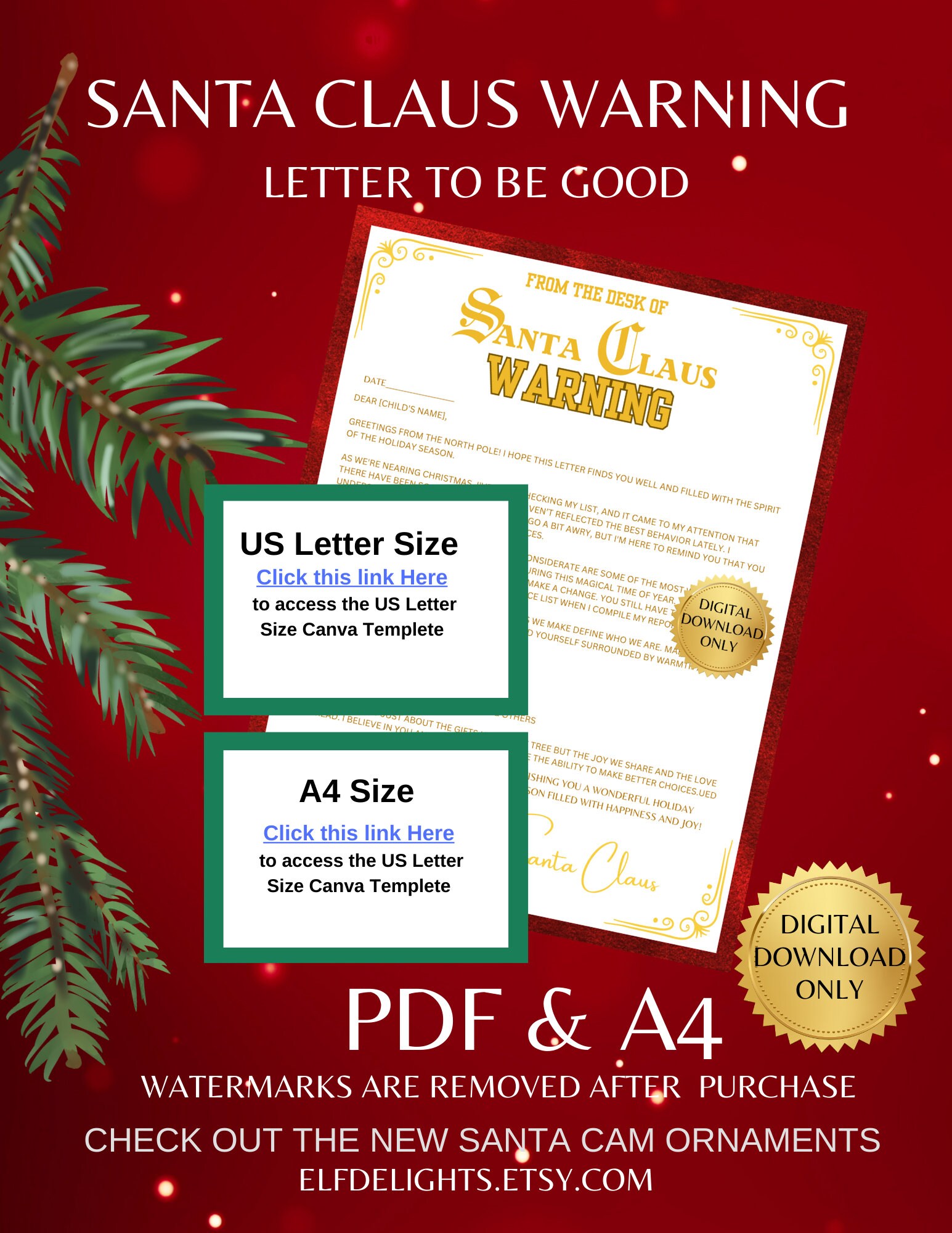 Editable Santa Warning Letter Printable North Pole Warning Kit Print ...