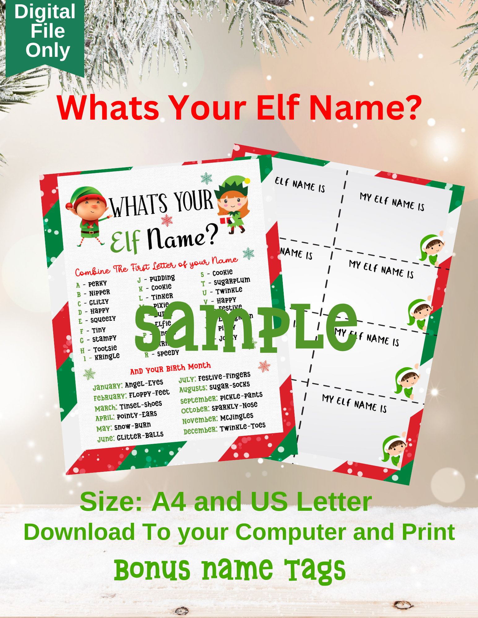 What's Your Elf Name, Printable Elf Name Generator, Sassy Name Game ...