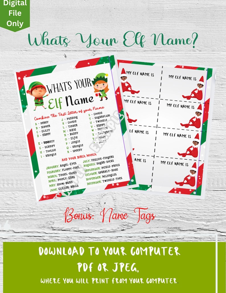 What's Your Elf Name Printable Elf Name Generator Sassy - Etsy