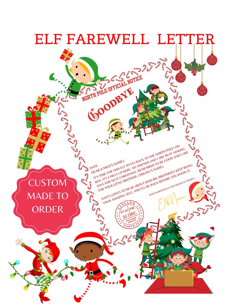 Personalized Elf Goodbye Letter & Christmas Eve Activity Custom ...