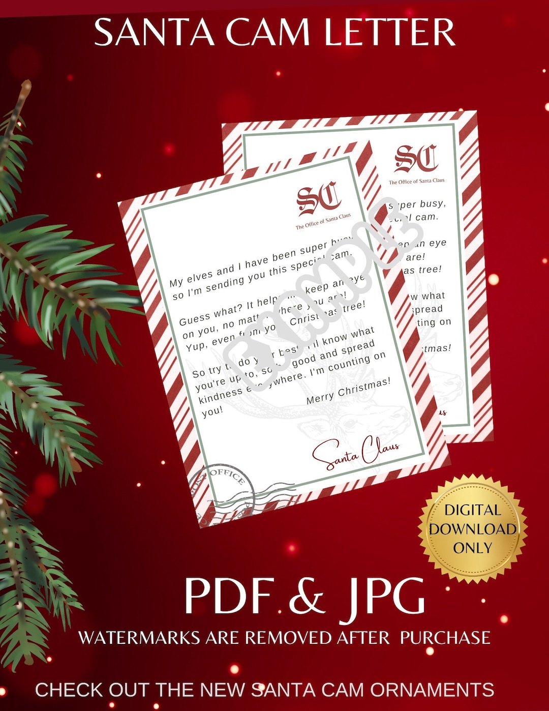 Editable, Printable Santa Cam Letter and Santa Claus Messages North ...