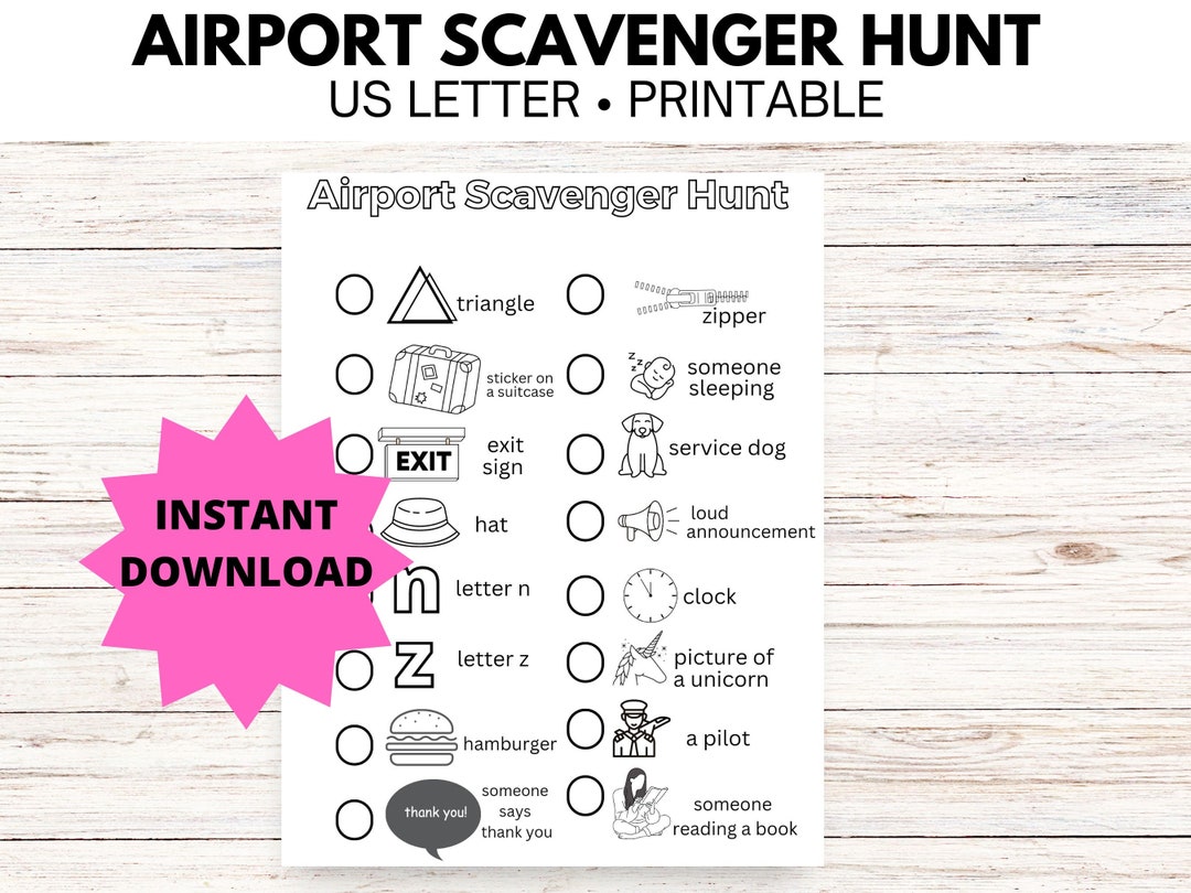 Airport Scavenger Hunt for Kids Travel Game for Kids Treasure Hunt for ...
