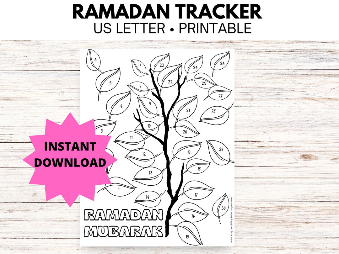 Ramadan Tracker for Kids to Color (ramadan Activity for Kids, Ramadan ...