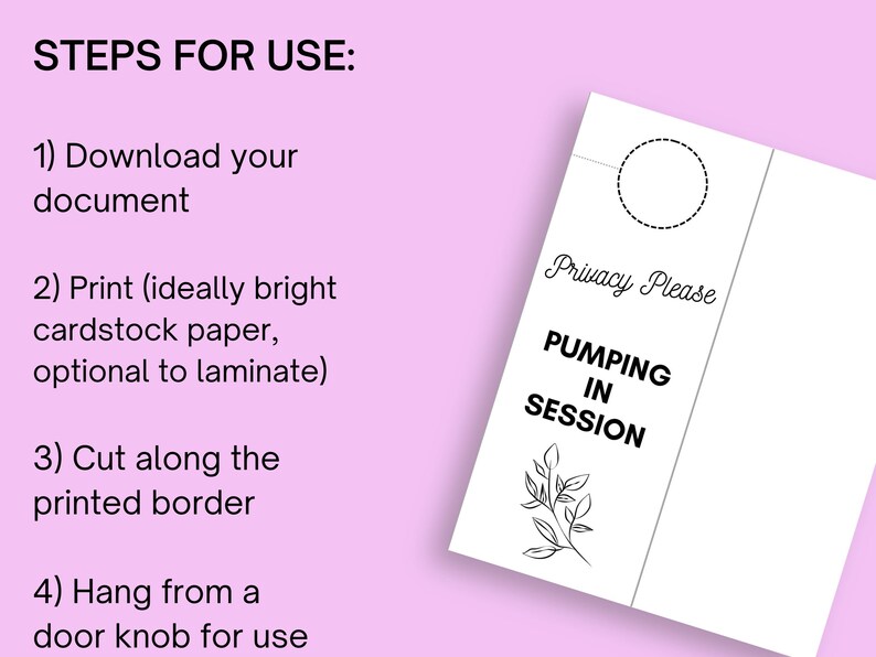 Pumping Sign for Work Sign for Lactation Room Sign for Pumping Door Tag ...