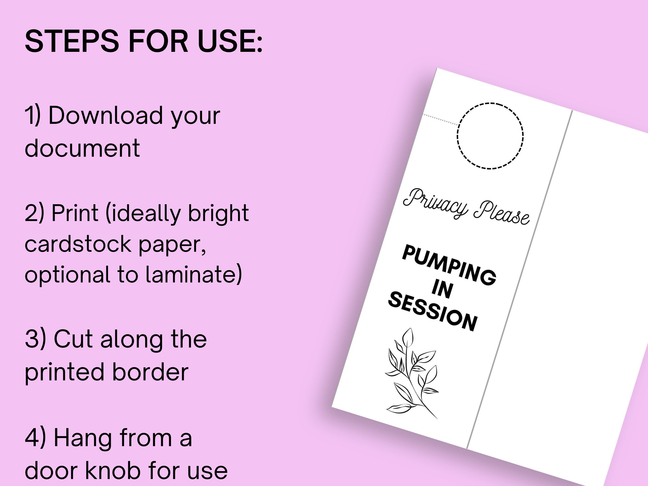 Pumping Sign for Work Sign for Lactation Room Sign for Pumping Door Tag ...