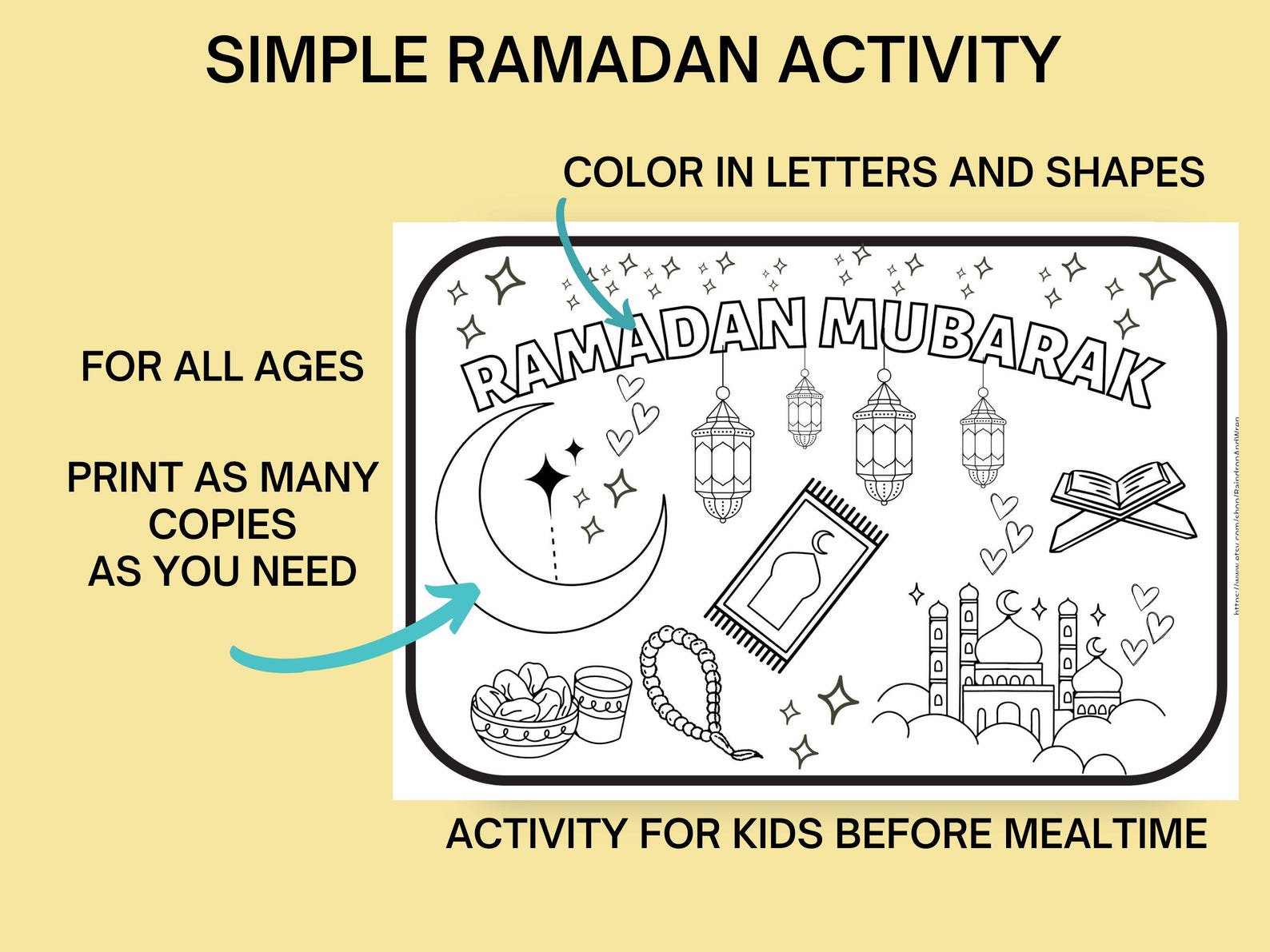Ramadan Coloring Placemat Kids Activity Ramadan Placemat Printable ...