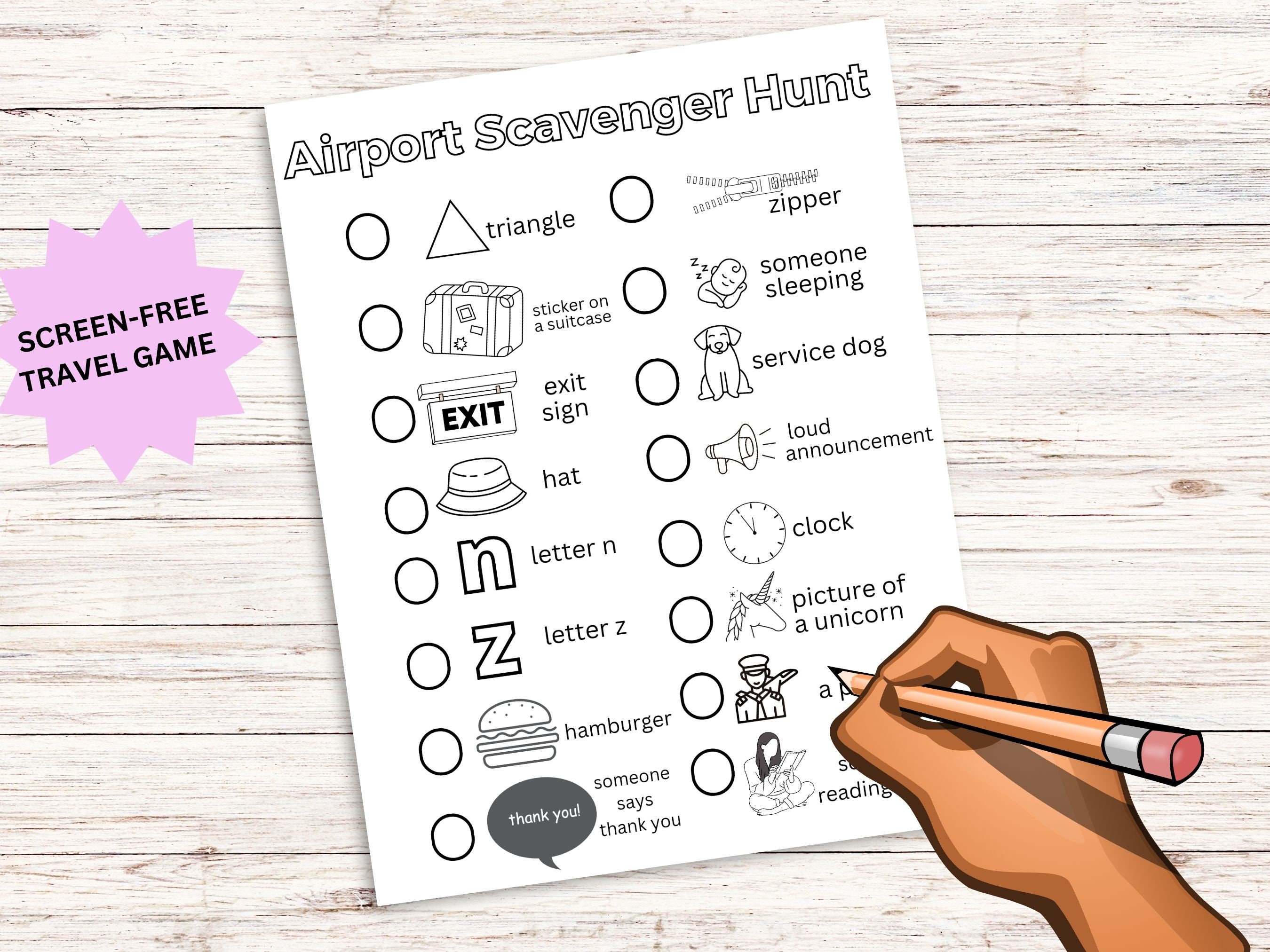 Airport Scavenger Hunt for Kids Travel Game for Kids Treasure Hunt for ...