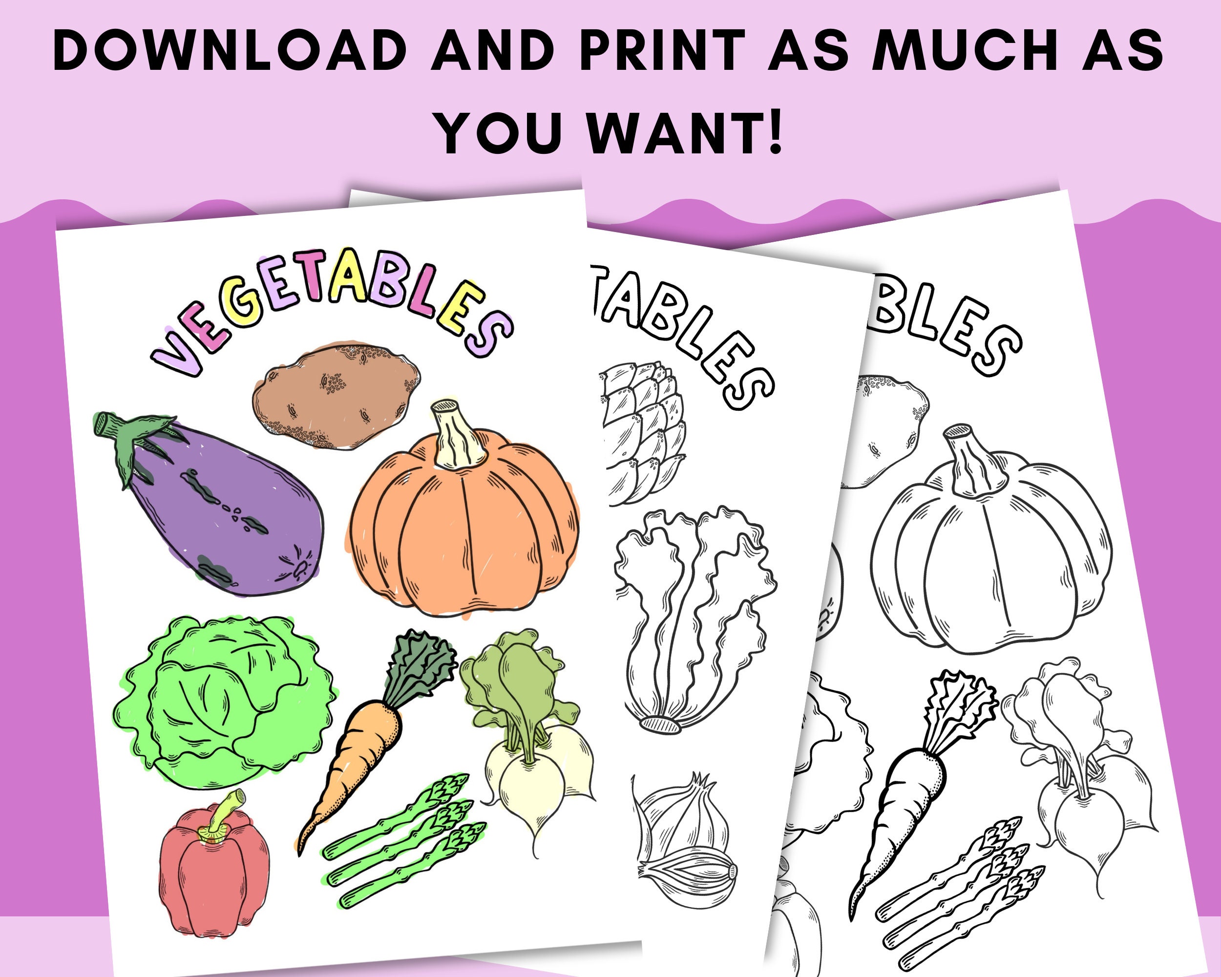 Printable Coloring Page Vegetables Learning Activities for Kids ...