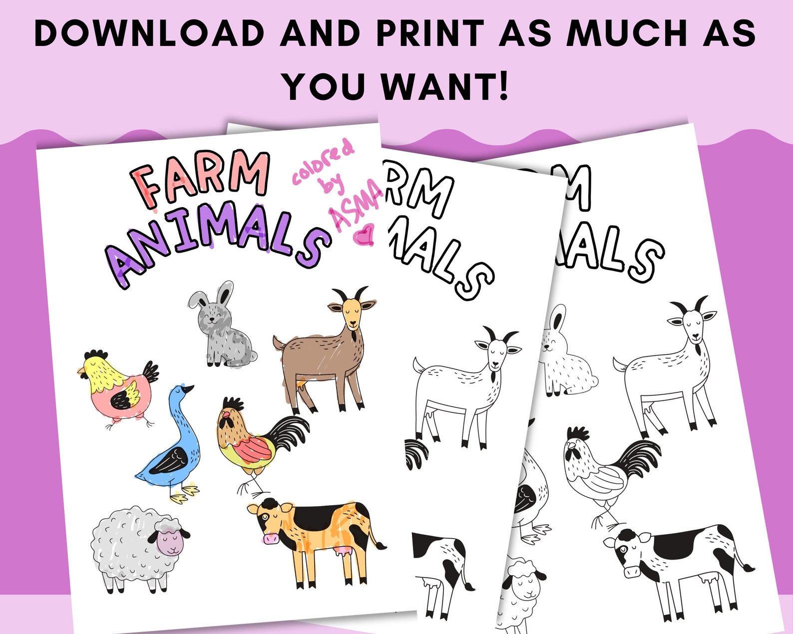 Printable Coloring Page Farm Animal Worksheet Learning Activities for ...