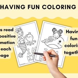 Printable Coloring Page Mermaid Positive Affirmation Motivation Words ...