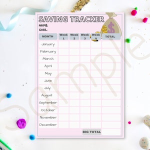 Printable Kids Saving Tracker Planning Saving Goal Chart for Kids ...