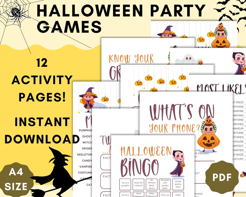 BUNDLE Printable Halloween Party Games Activity Sheet - Etsy
