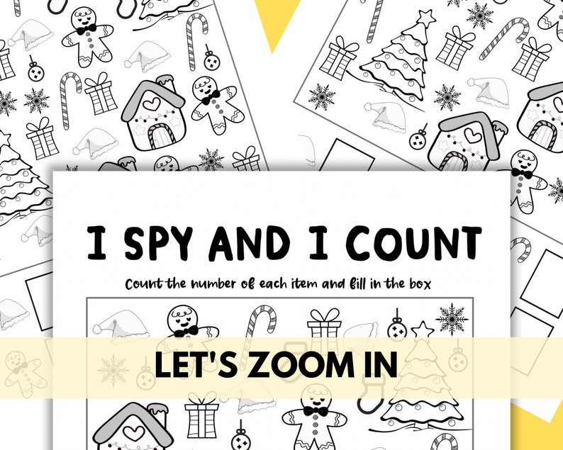 Printable Kids Activity Sheet, I Spy and I Count, Christmas Bundle ...