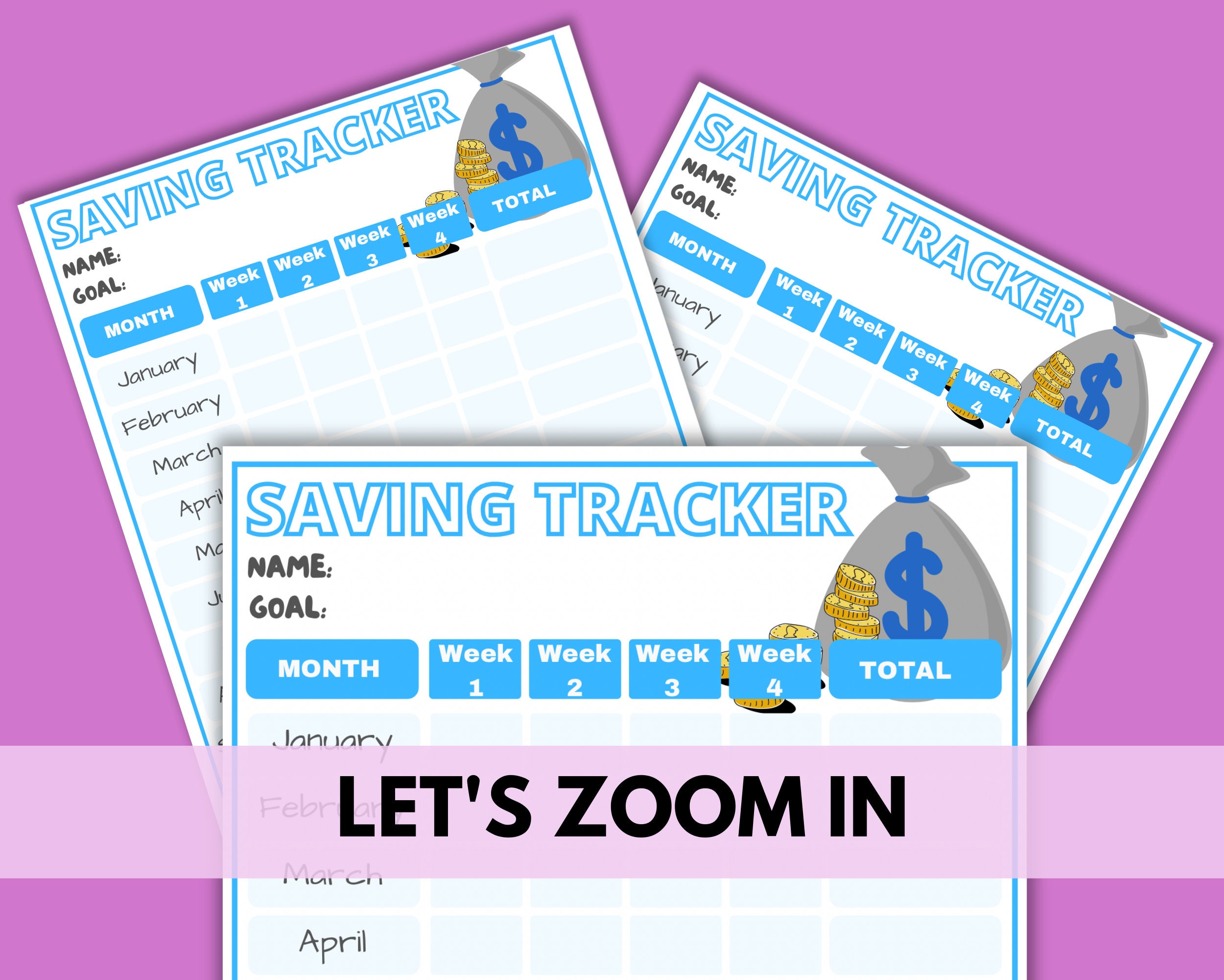 Printable Kids Saving Tracker Planner Gift Ideas for Kids Allowance Log ...