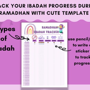 Printable Kids Ramadan Ibadah Tracker for Kids Activity Ramadan ...