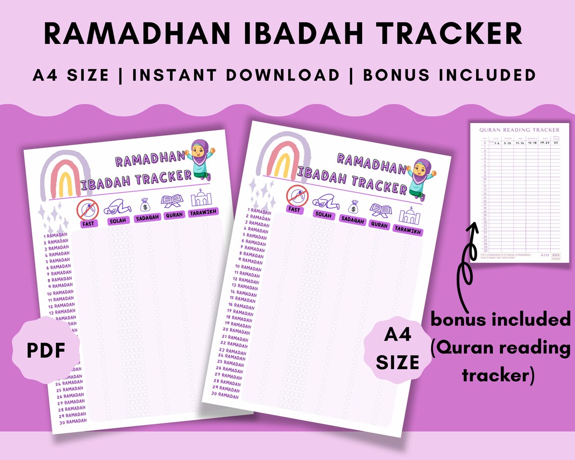 Printable Kids Ramadan Ibadah Tracker for Kids Activity Ramadan ...