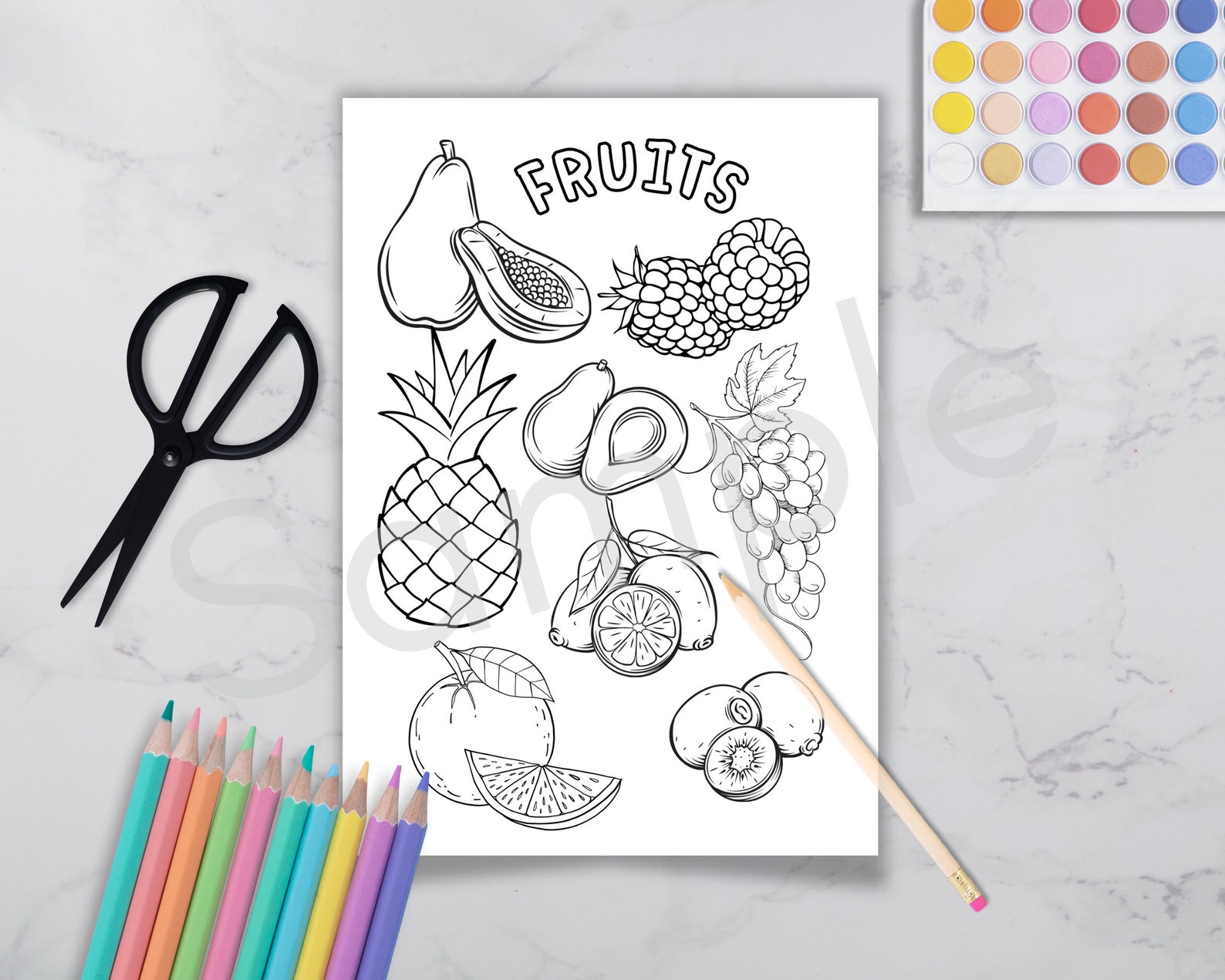 Printable Coloring Page Fruits Coloring Sheet for Kids Activity Ideas ...