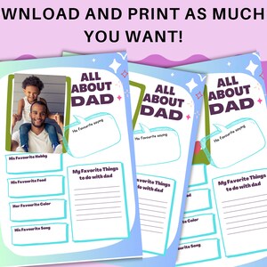 Printable Father’s Day Activity Ideas All About Dad Worksheet Knowing ...