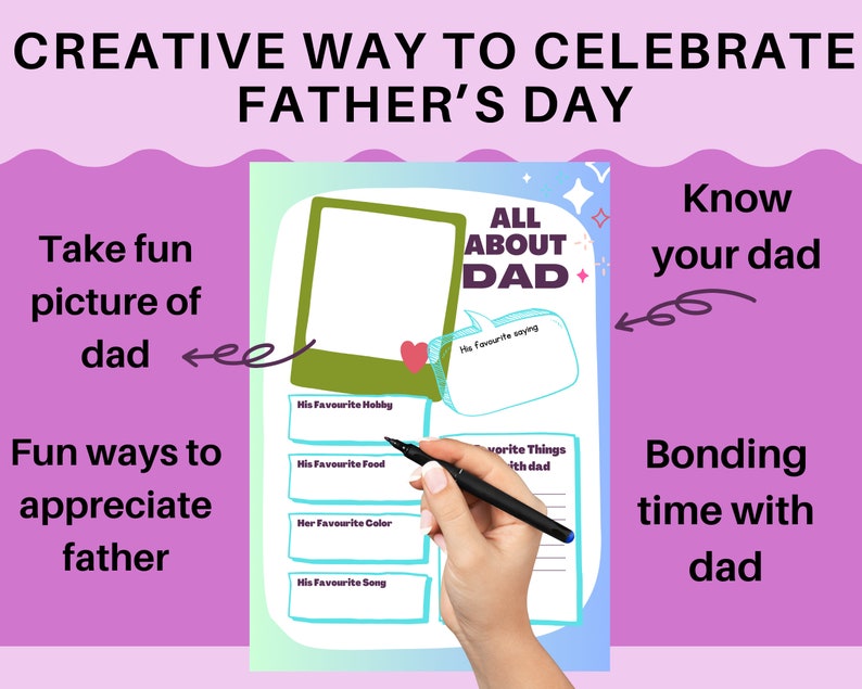 Printable Father’s Day Activity Ideas All About Dad Worksheet Knowing ...