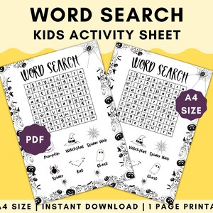 Printable Kids Activity Sheet Halloween Party Games Word Search ...