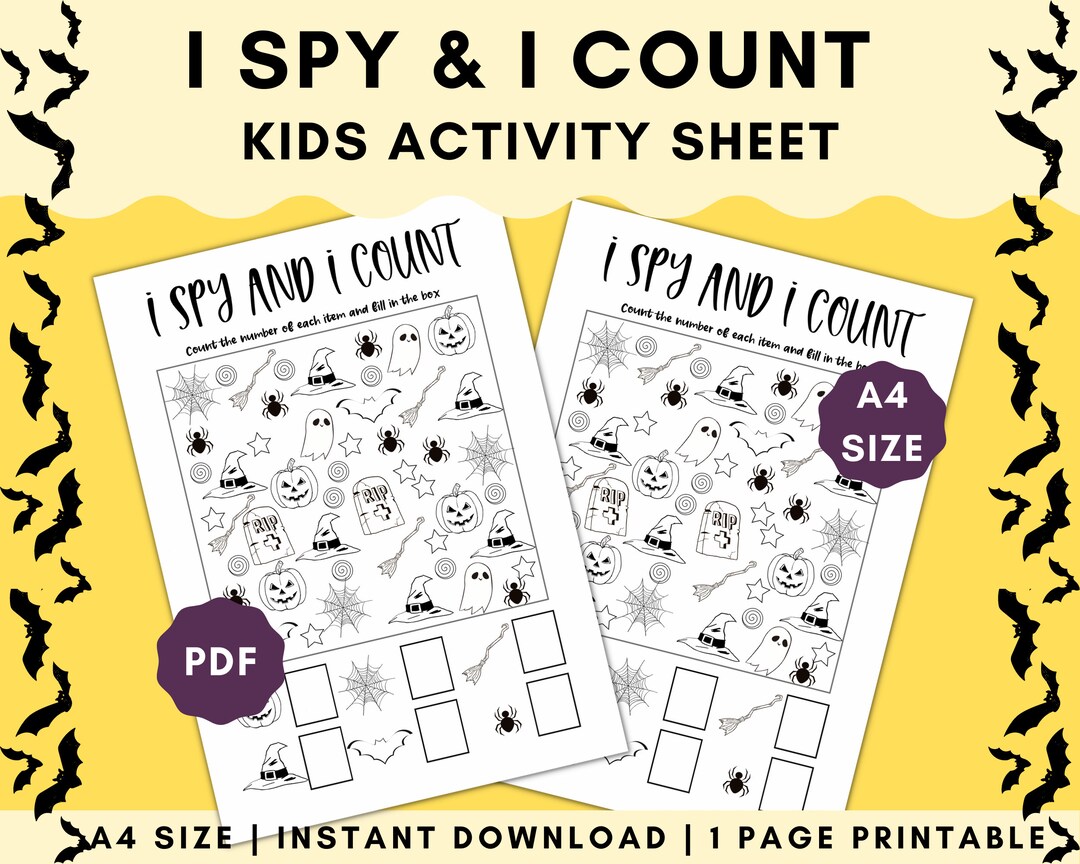 Printable Kids Activity Sheet I Spy and I Count Halloween - Etsy