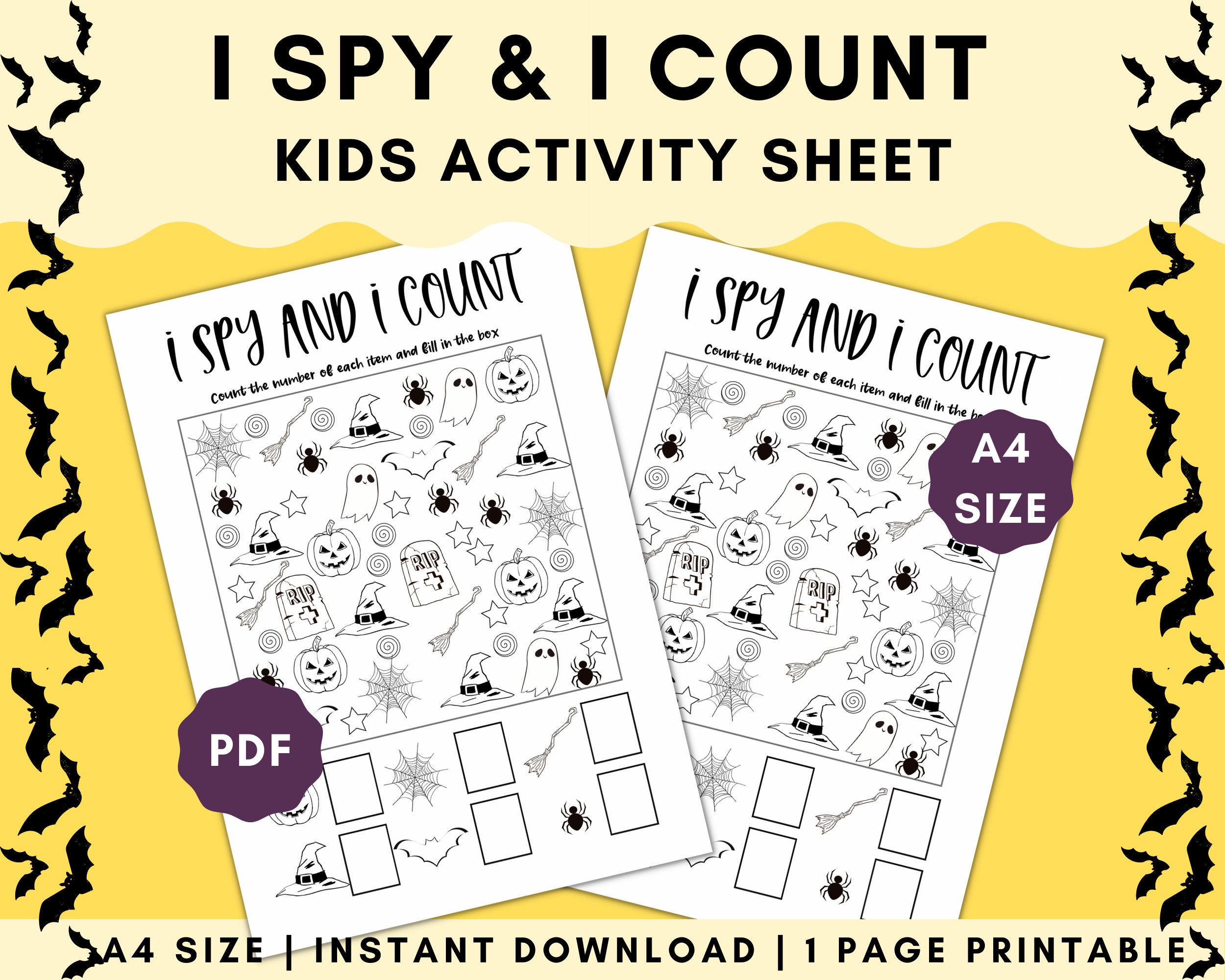 Printable Kids Activity Sheet I Spy and I Count Halloween - Etsy