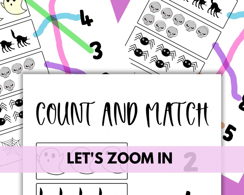 Printable Halloween Kids Activity Sheet Learning Count and Match Ideas ...