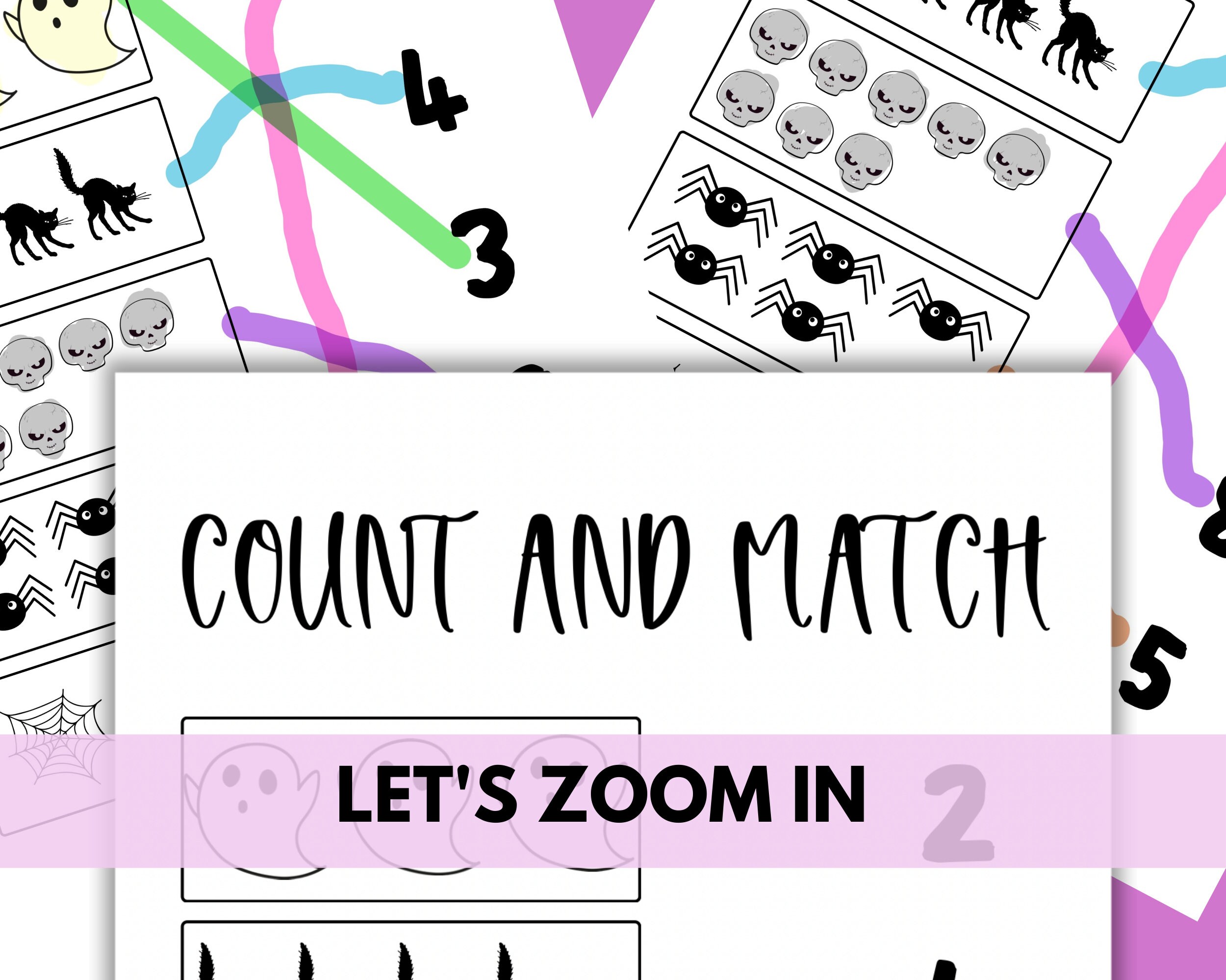 Printable Halloween Kids Activity Sheet Learning Count and Match Ideas ...