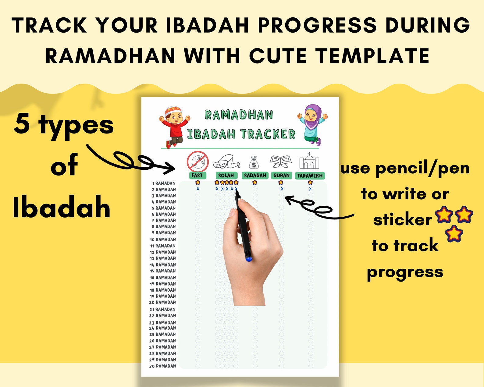 Printable Kids Ramadan Ibadah Tracker for Kids Activity Learning ...