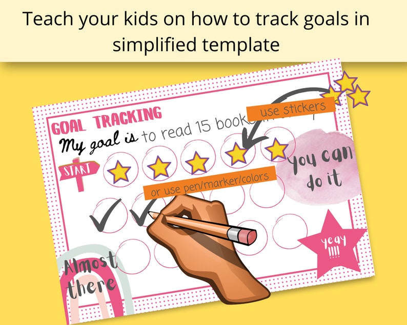 Kids Goal Tracking Printable Planner BONUS Reward Certificate Template ...