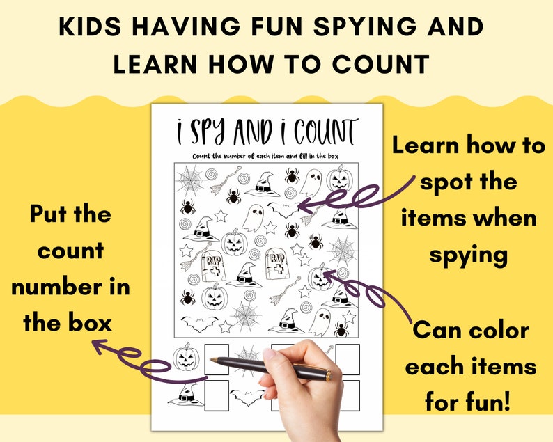 Printable Kids Activity Sheet I Spy and I Count Halloween - Etsy