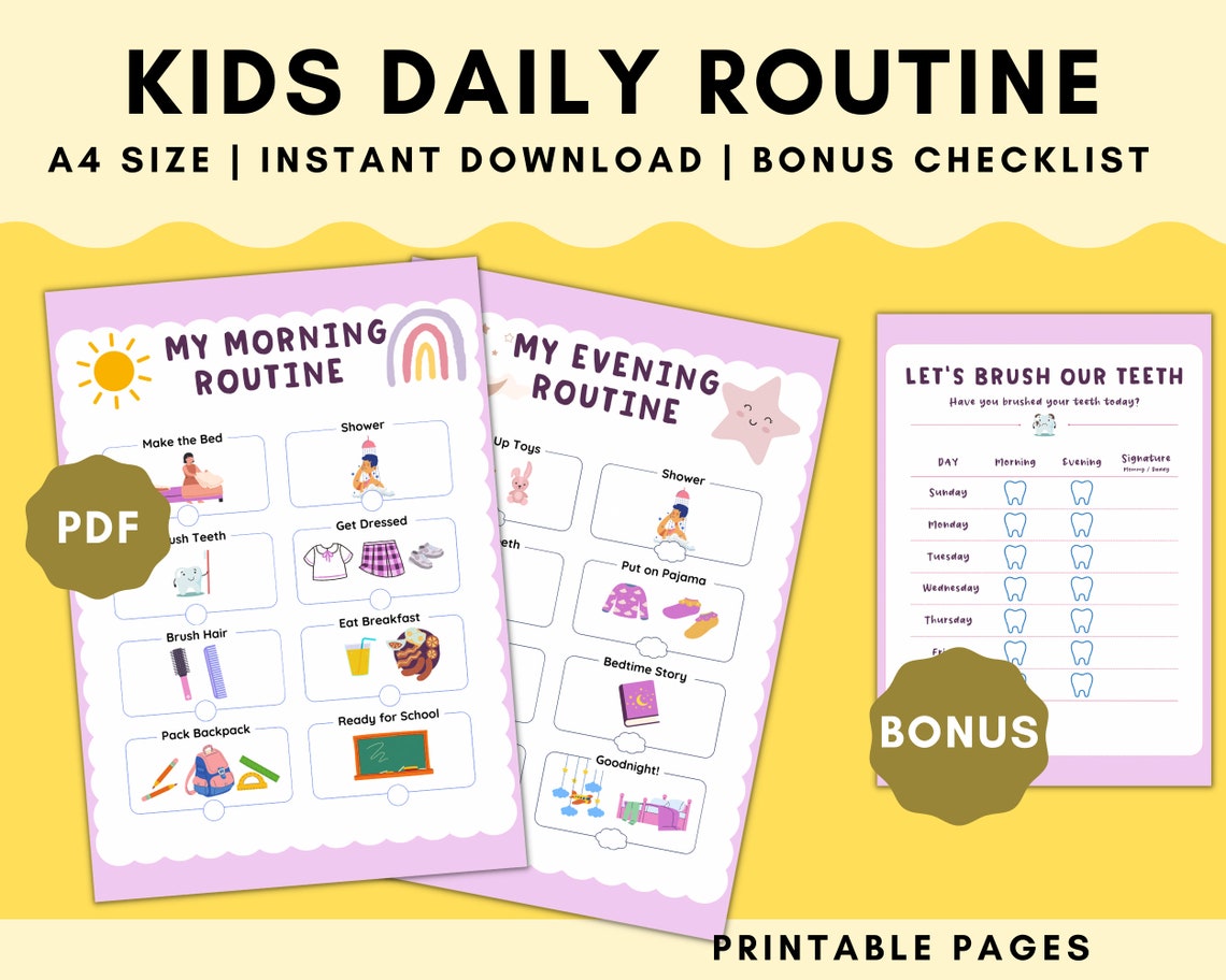 Printable Kids Daily Routine Journal Activity for Kids Morning Routine ...
