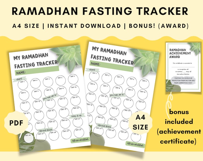 Printable Kids Ramadan Fasting Tracker Planning Ramadan Muslim Daily ...